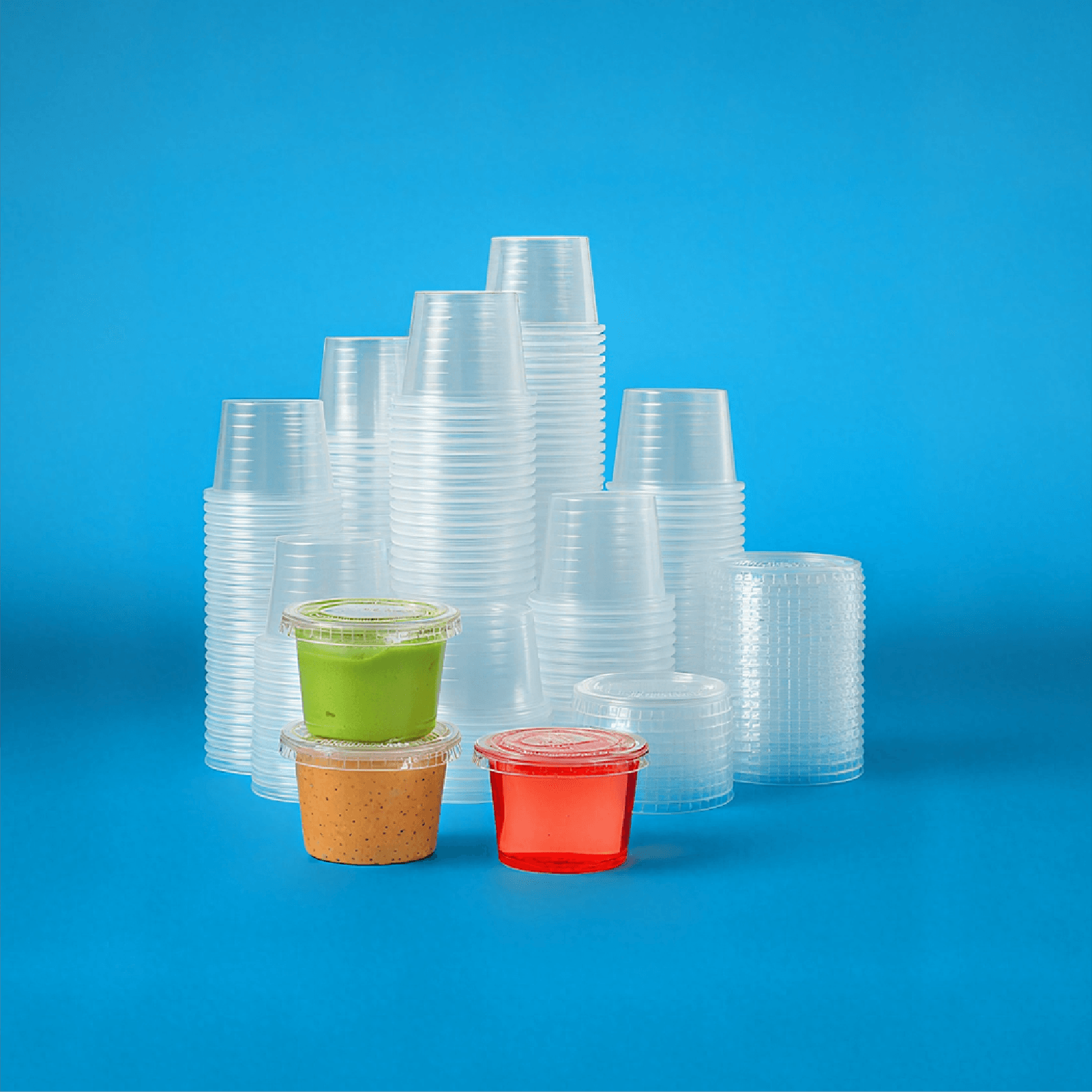 Plastic Portion Cups with Lids | Clear & Black Sauce Cups – JOLLYCHEF