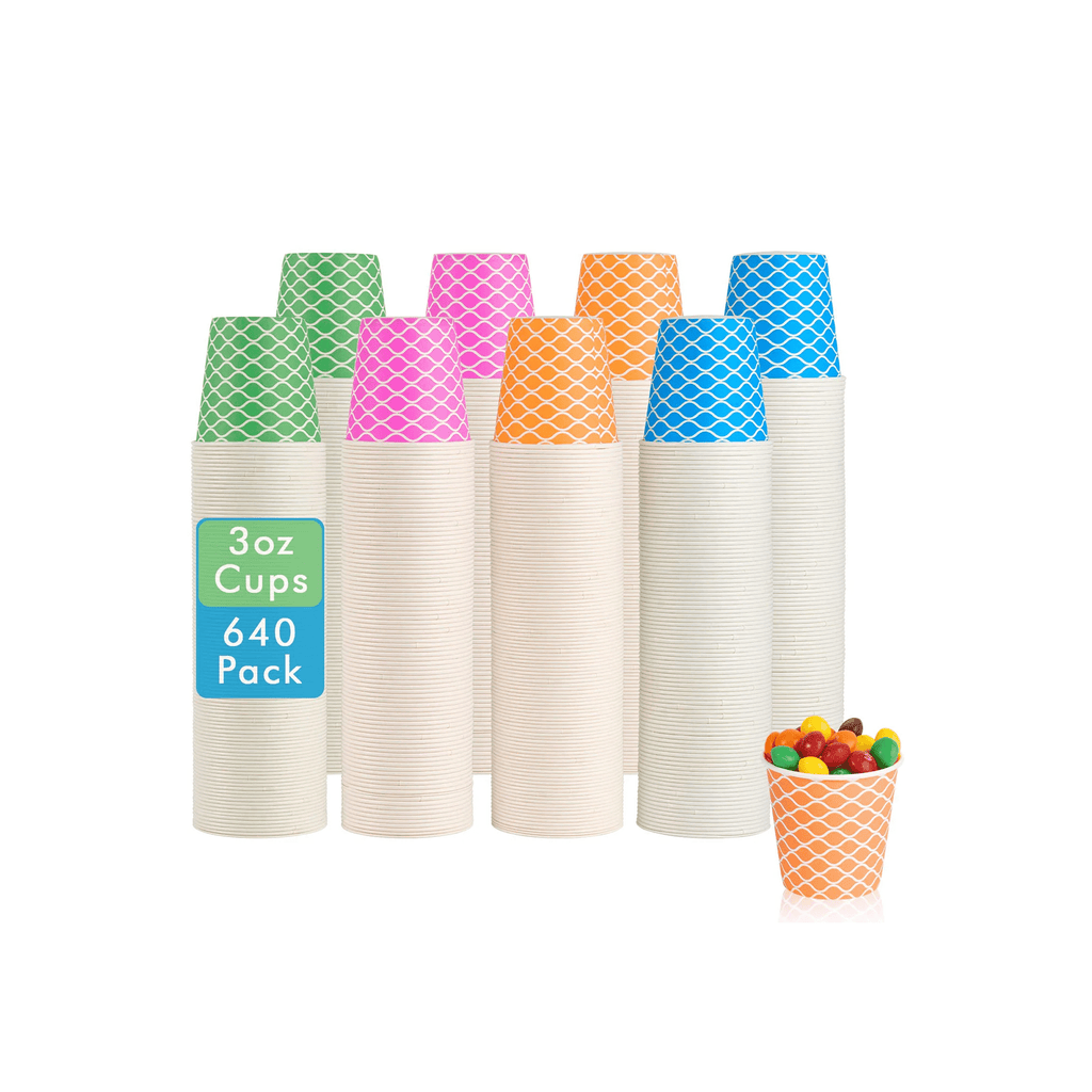 3oz Bulk Small Paper Cups | Paper Dipping Bowls for Sauces, Nuts, Cand ...