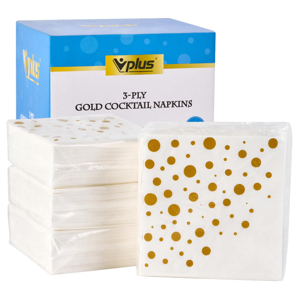 Grab 3-Ply Solid Gold Cocktail Napkins – Perfect for Weddings & Parties ...