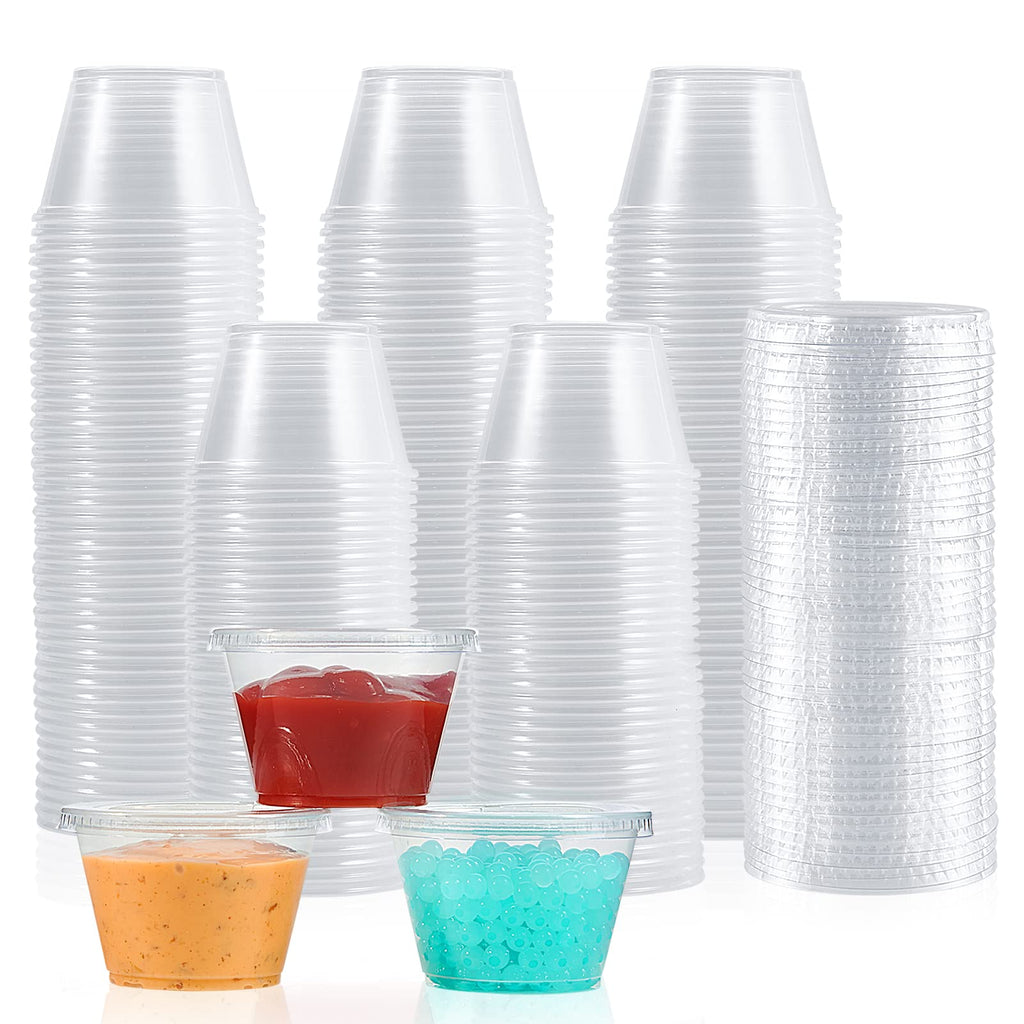 Grab Clear PET Plastic Portion Cups with Lids - Souffle & Takeout ...