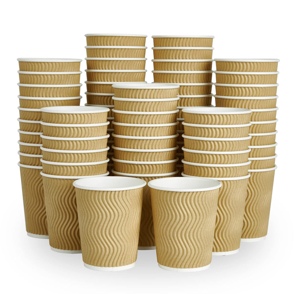 Grab 8oz/12oz/16oz Ripple Wall Durable Paper Coffee Cups - Perfect for ...