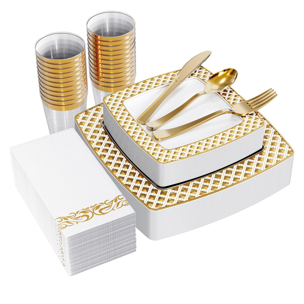 Grab Clear Elegant Gold Dinnerware Set - Perfect for Weddings ...
