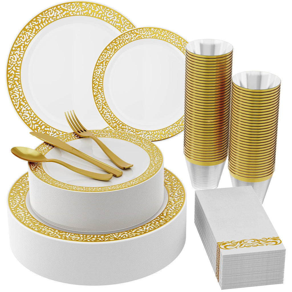 Bulk Gold Rim Plastic Dinnerware | BPA-Free Plates – JOLLYCHEF