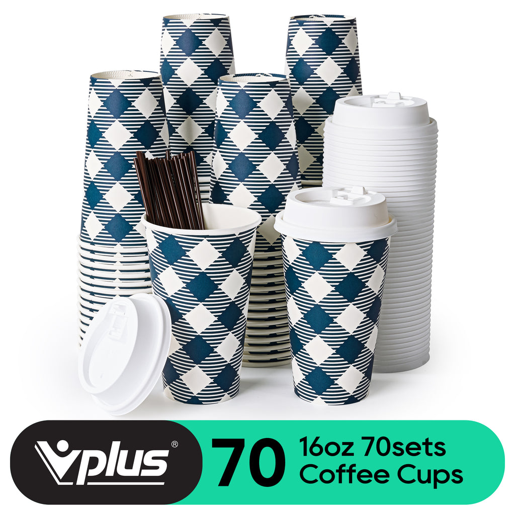 「Jolly Choice」70 Pack 16 oz Paper Coffee Cups, Disposable Paper Cups w ...